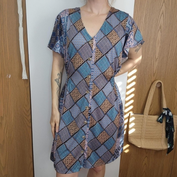 Robert Louis | Dresses | Robertlouis Patchwork Bohemian Midi Dress Size ...